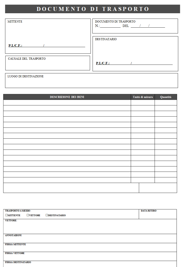 DDT DI RESO- MODELLO E GUIDA SULLA COMPILAZIONE